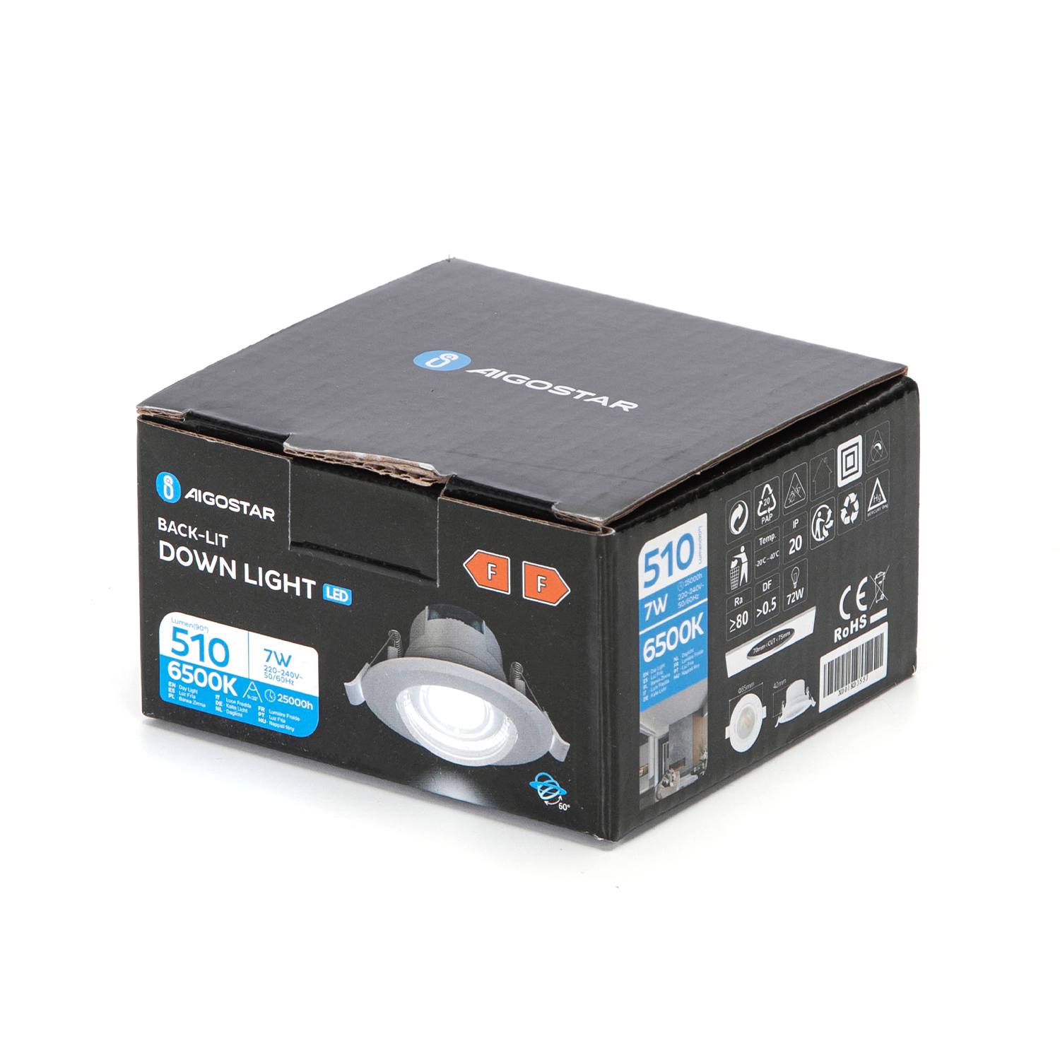 Downlight LED redondo con ángulo regulable 7W Luz blanca