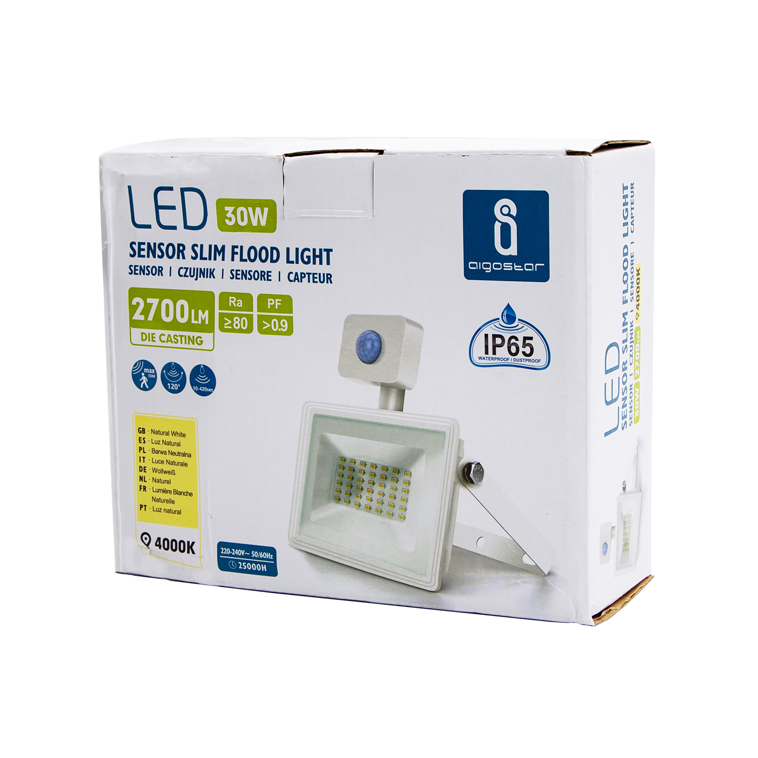 Foco Slim LED de aluminio con sensor 4000K 30W - Prendeluz